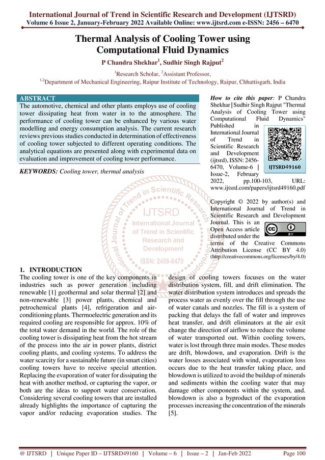 Thermal Analysis of Cooling Tower using Computational Fluid Dynamics | PDF | Chemistry | Science
