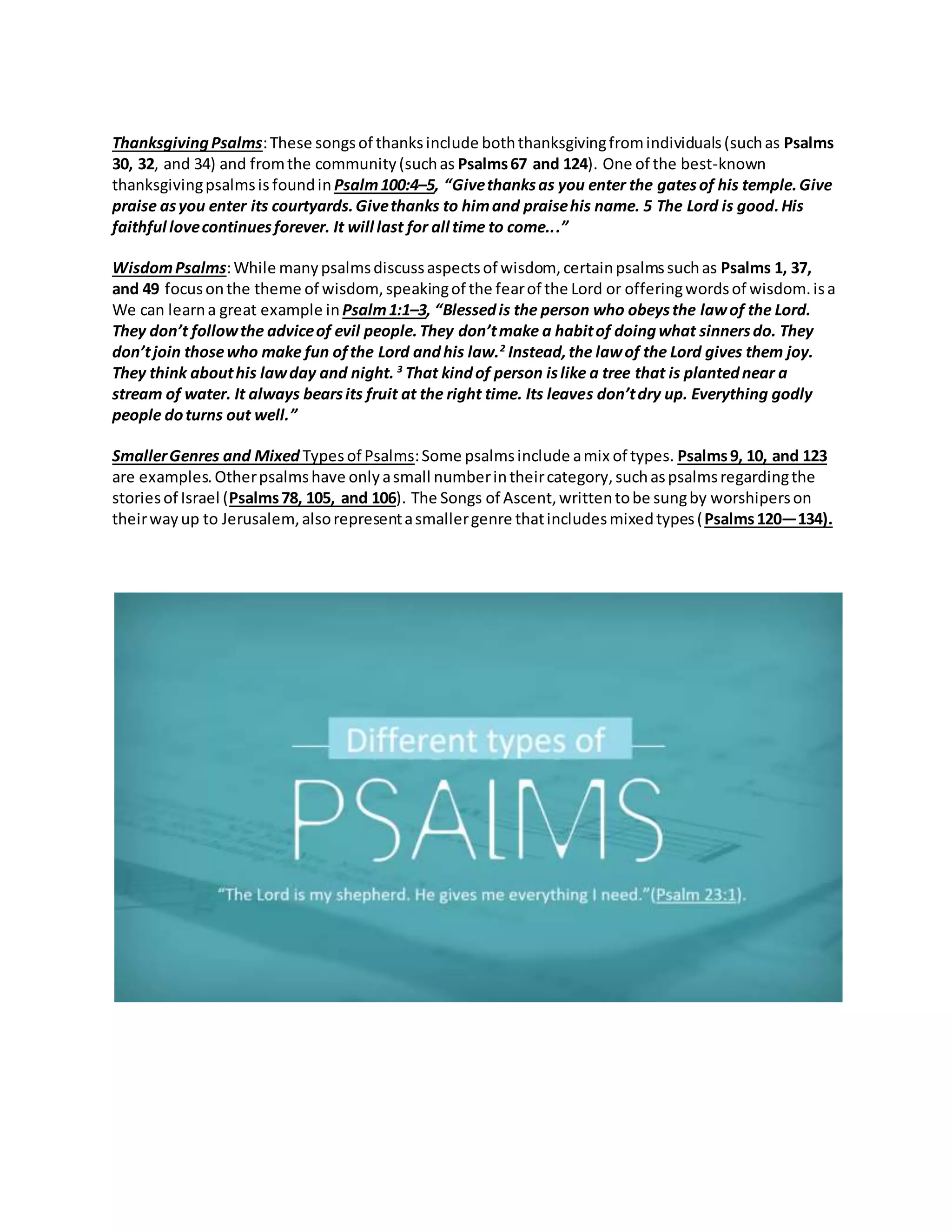 19th January 2017 - Different types of Psalms | PDF