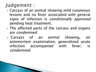 Carcass judgement of viral diseases in animals | PPTX