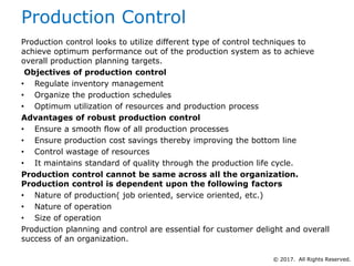 Tuning the planning and control system to product and process design ...