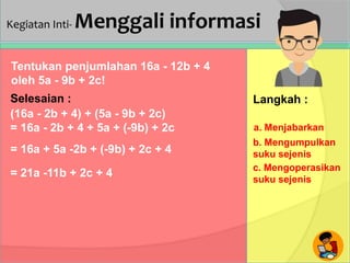 Penjumlahan dan Pengurangan Bentuk Aljabar | PPTX