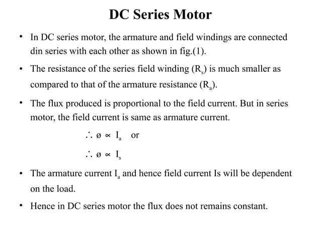 DC motor construction types and their characteristics | PPT