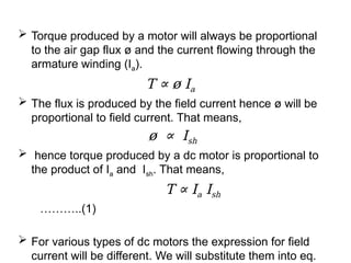 DC motor construction types and their characteristics | PPTX