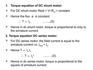 DC motor construction types and their characteristics | PPTX
