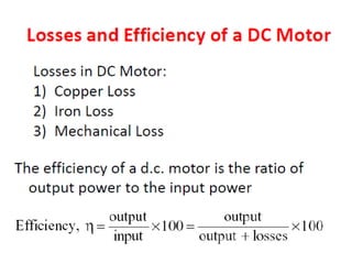 DC motor construction types and their characteristics | PPT