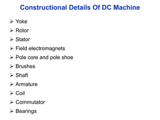 DC generator construction and principle of operation | PPTX
