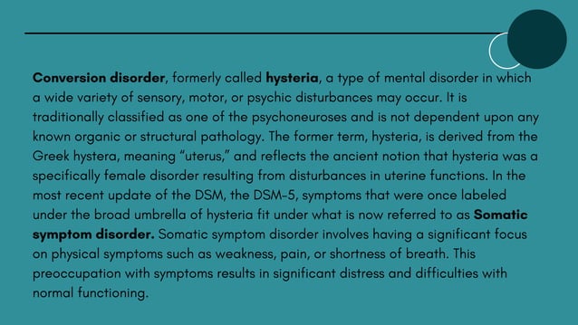 Hysteria or Conversion Disorder | PDF