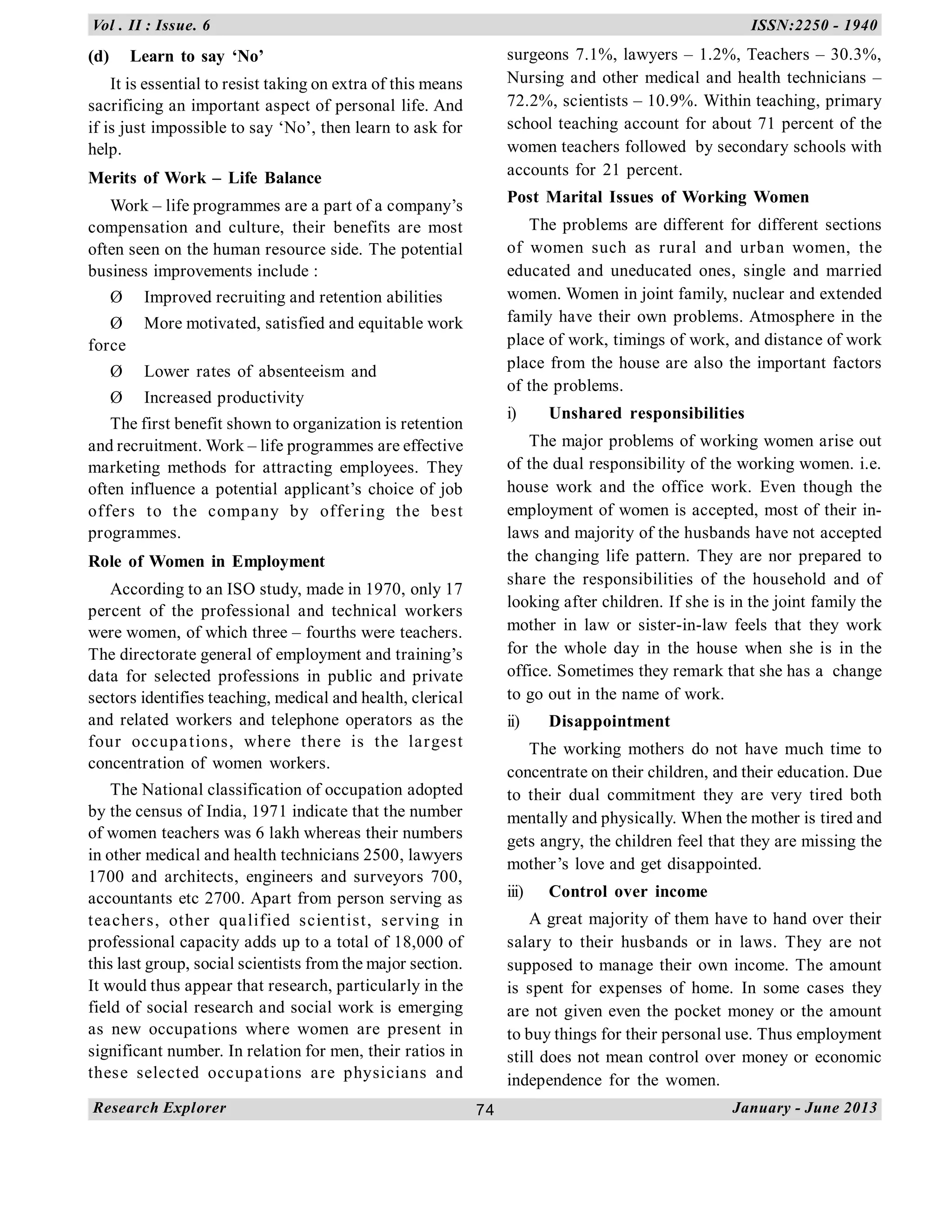 19 work – life balance among women employees | PDF