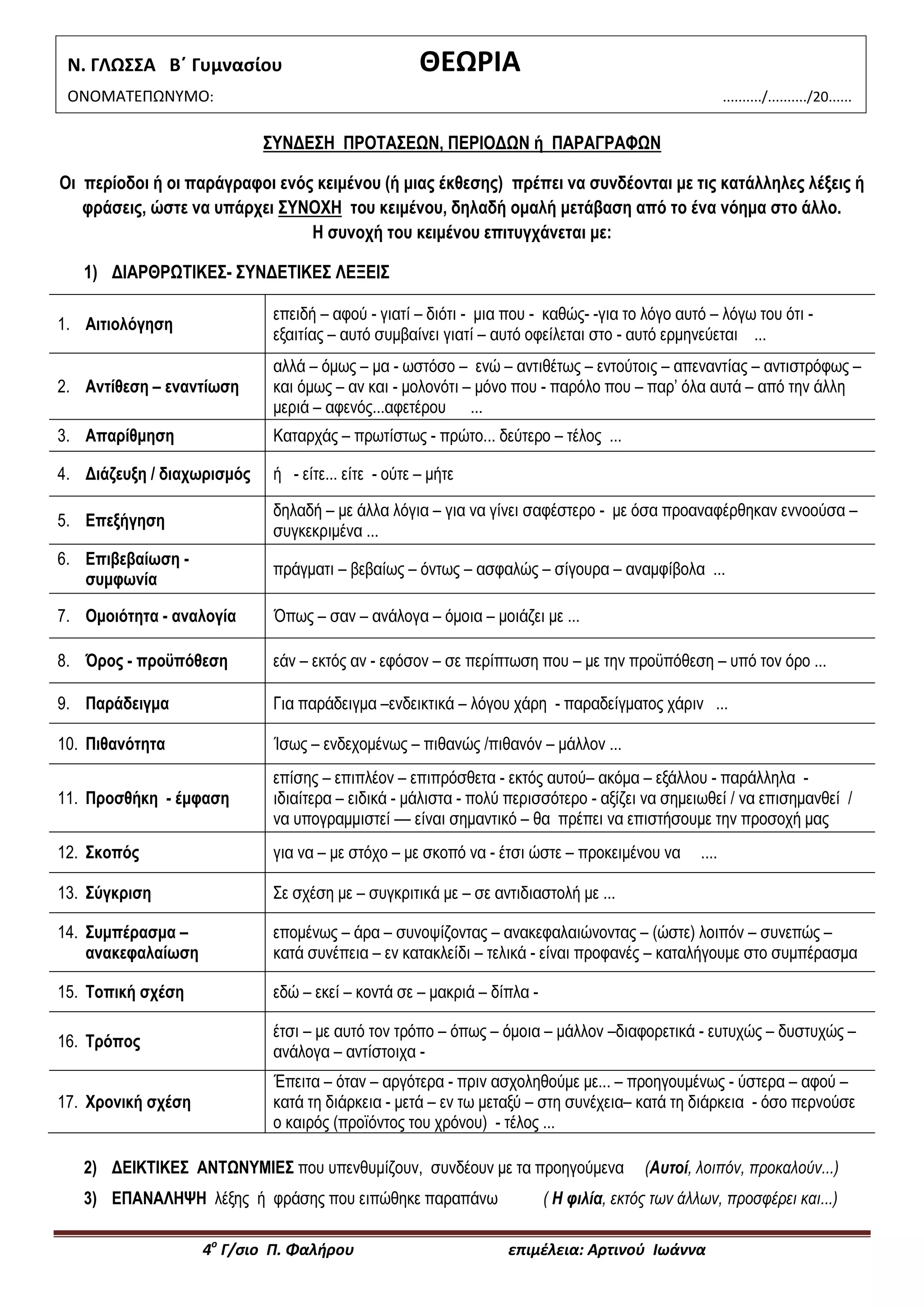 1/6 ΘΕΩΡΙΑ: Συνδετικές λέξεις - φράσεις | PDF