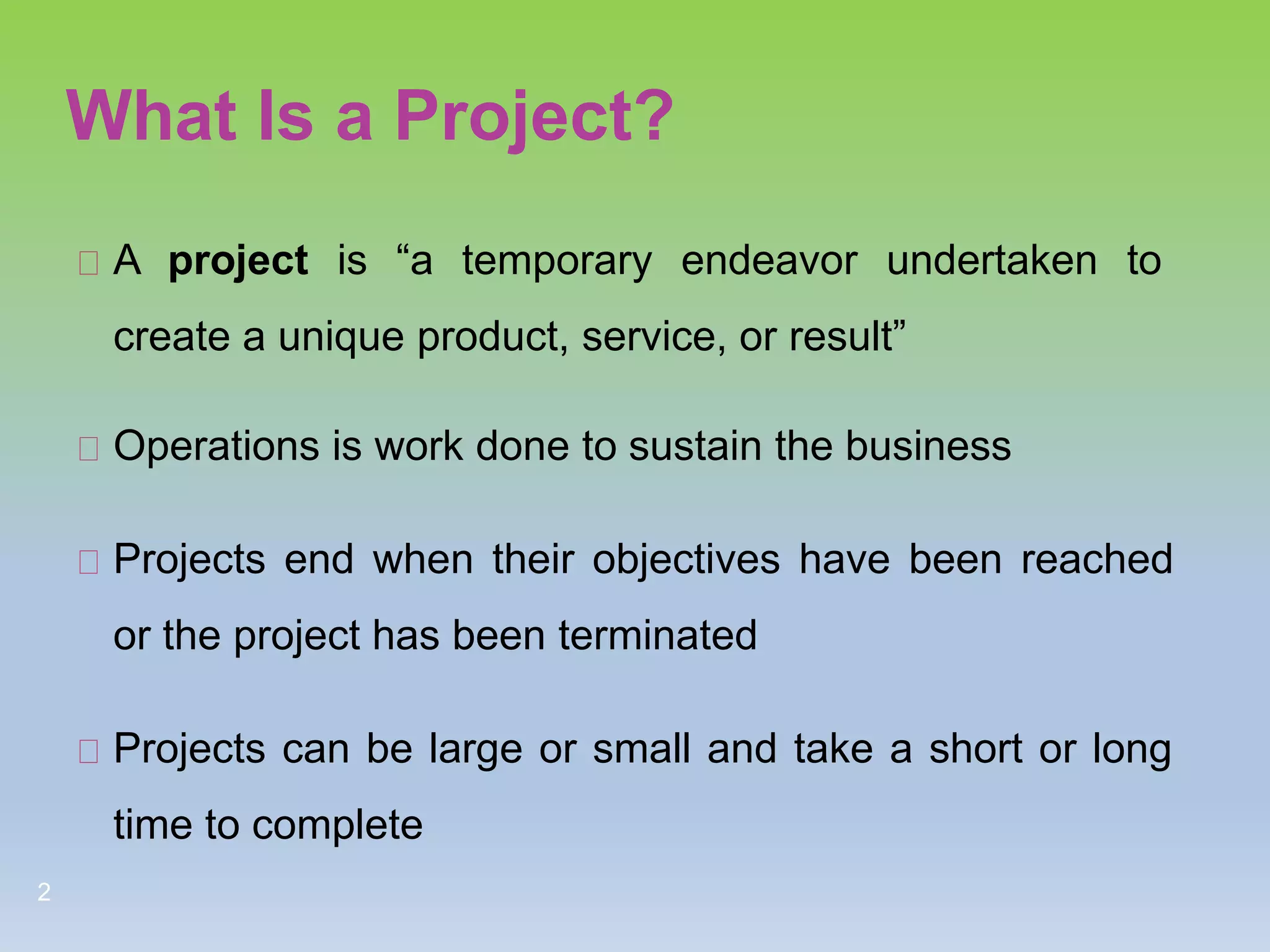 1 a. introduction to project management | PPTX