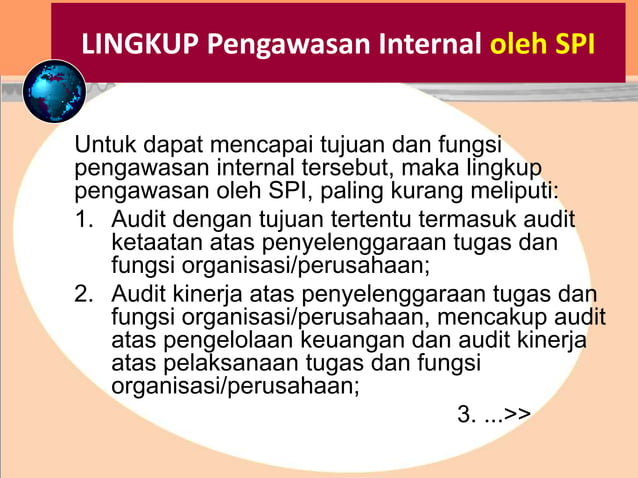 Prinsip, Tujuan & Manfaat "Satuan Pengawasan Internal (Internal Auditor)" | PPTX