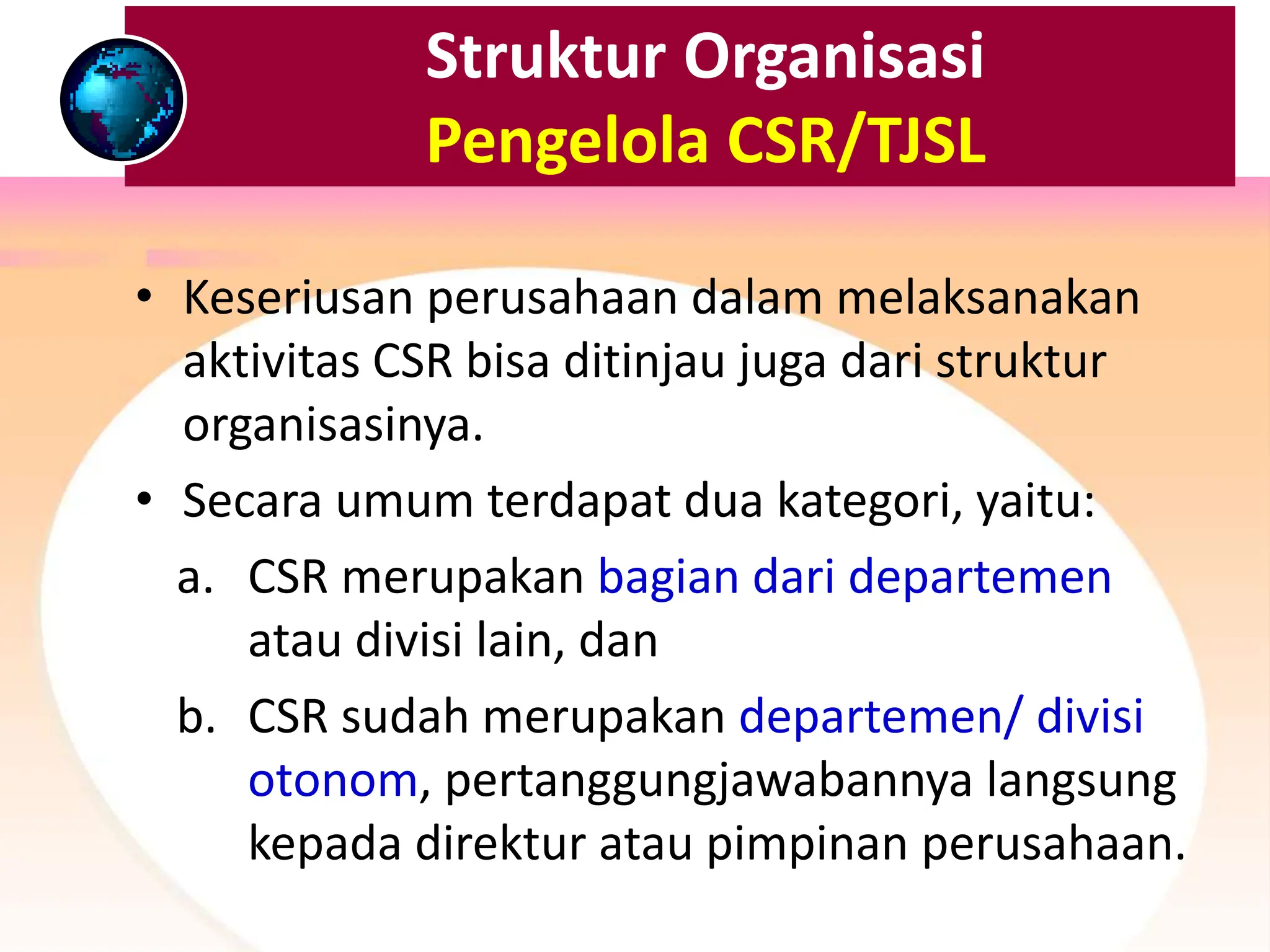 Struktur Organisasi Pengelola CSR/TJSL _Pelatihan "Harmonisasi ...