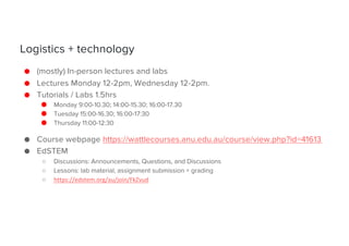 Statistical Machine Learning - Lecture 1 - ANU | PDF