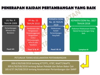 Pembukaan Materi POP terkait kaidah pertambangan yang baik kepmen esdm 1827 | PDF