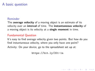 In-Class Activities for MTH 201 Calculus Module 1A | PDF
