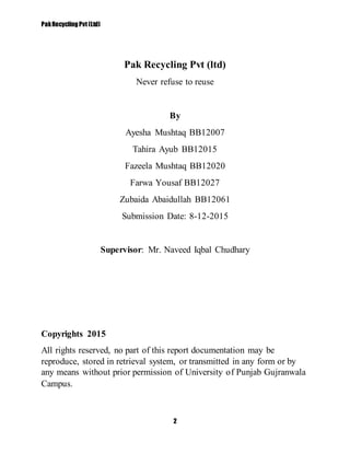 Pak Recycling Pvt(Ltd) | DOCX
