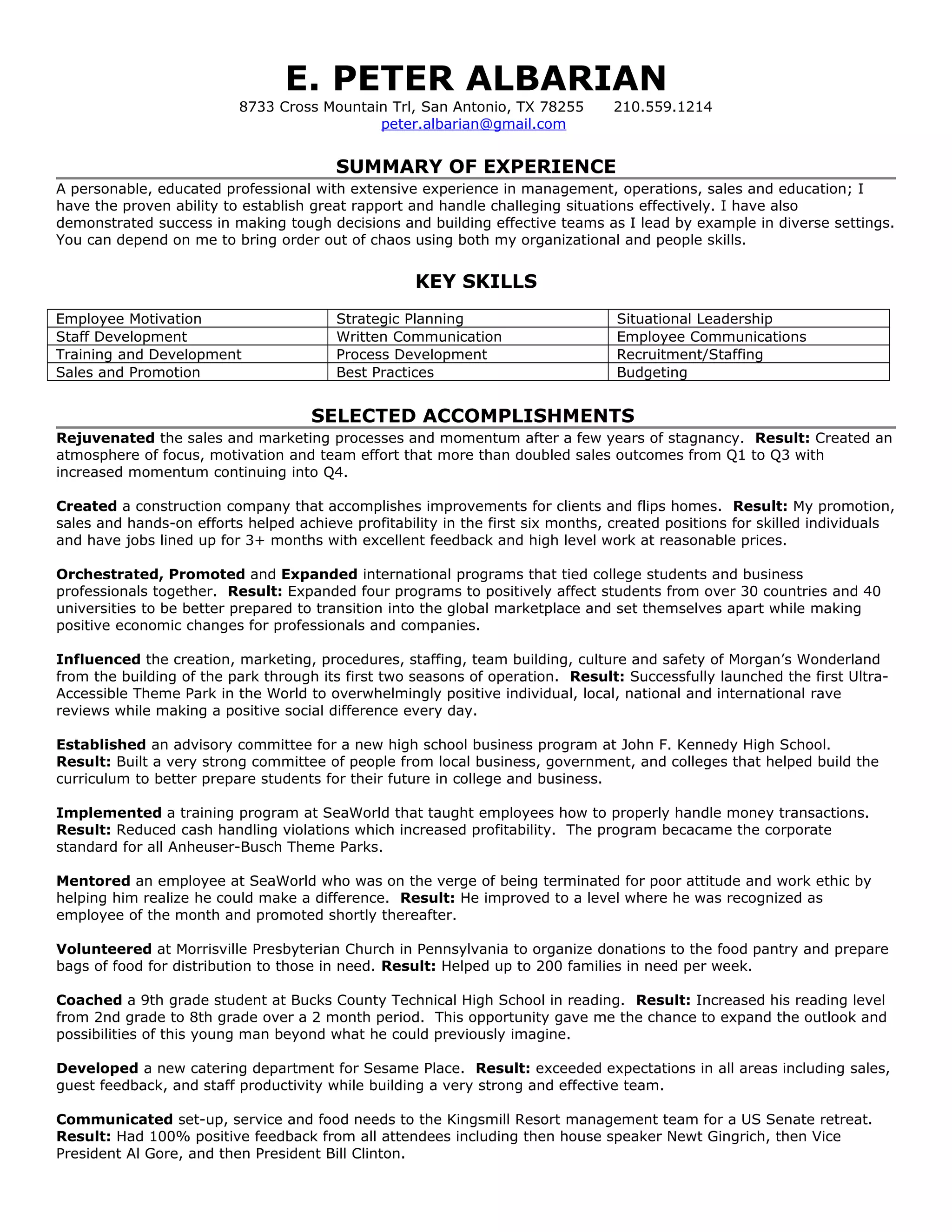 Peter Albarian Resume | DOC