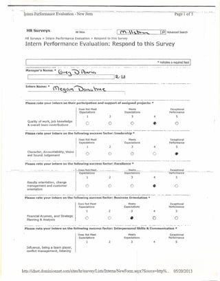 Greg D'Auria Intern Performance Evaluation | PDF