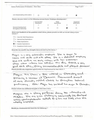 Greg D'Auria Intern Performance Evaluation | PDF