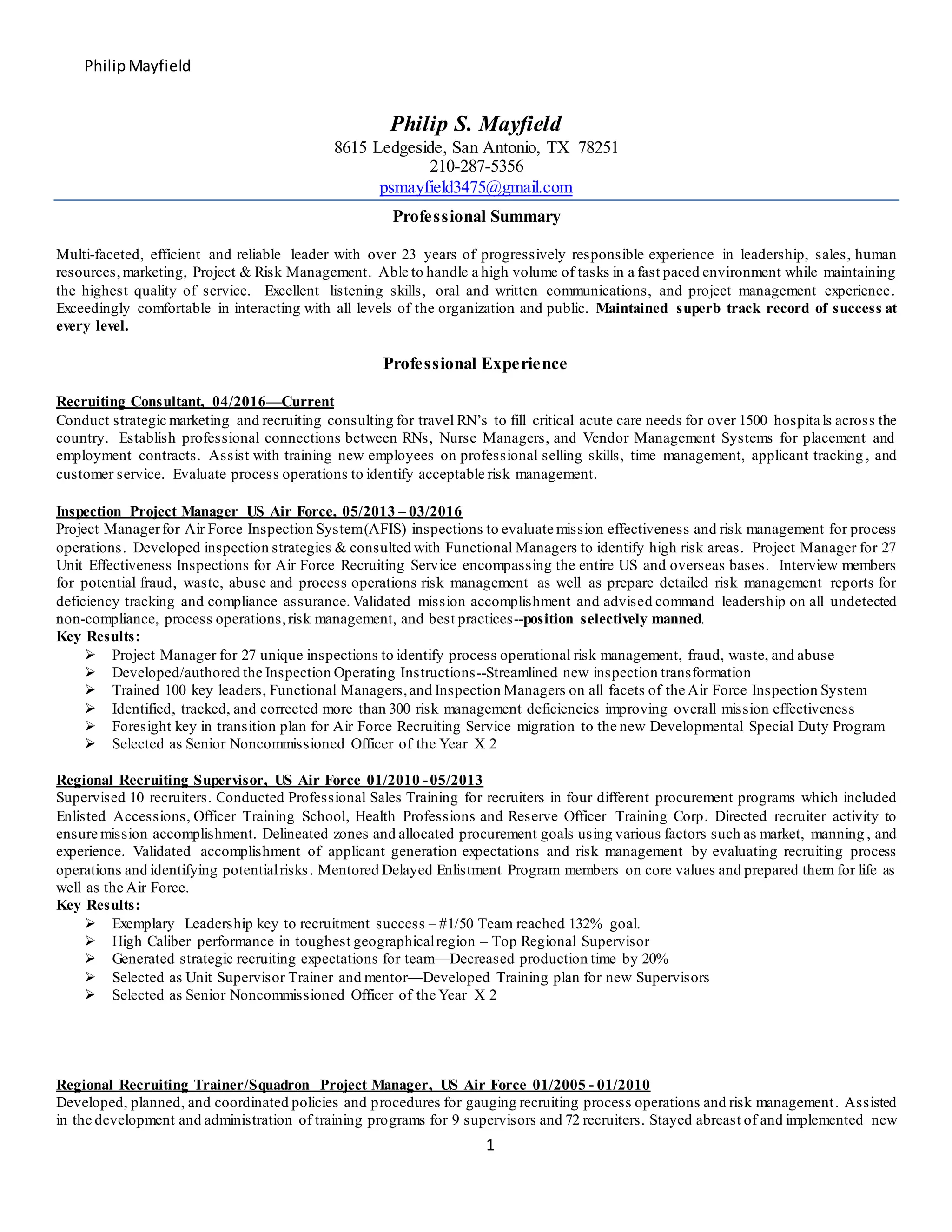 Philip Mayfield Resume 1 | PDF