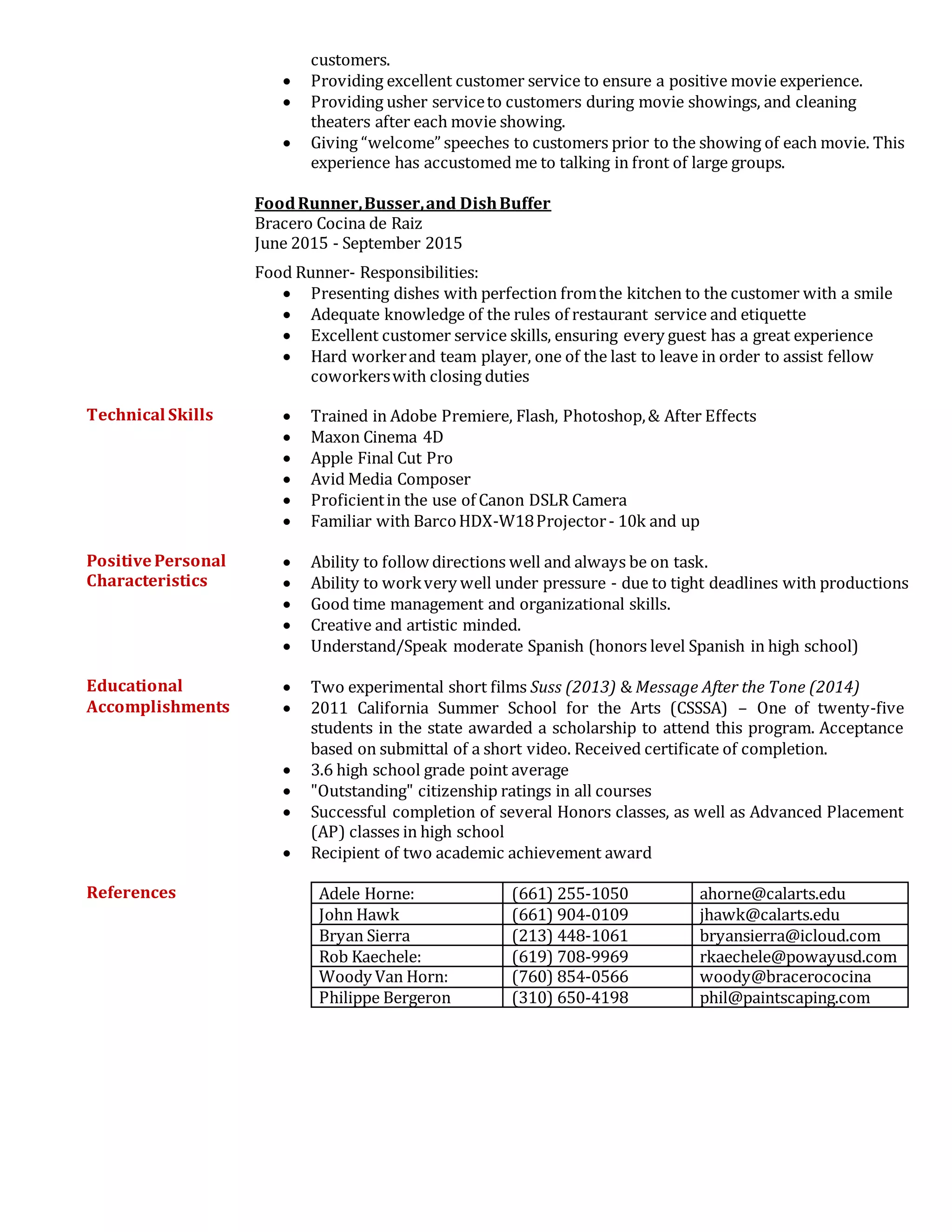 Film:Video Editing Resume | DOCX