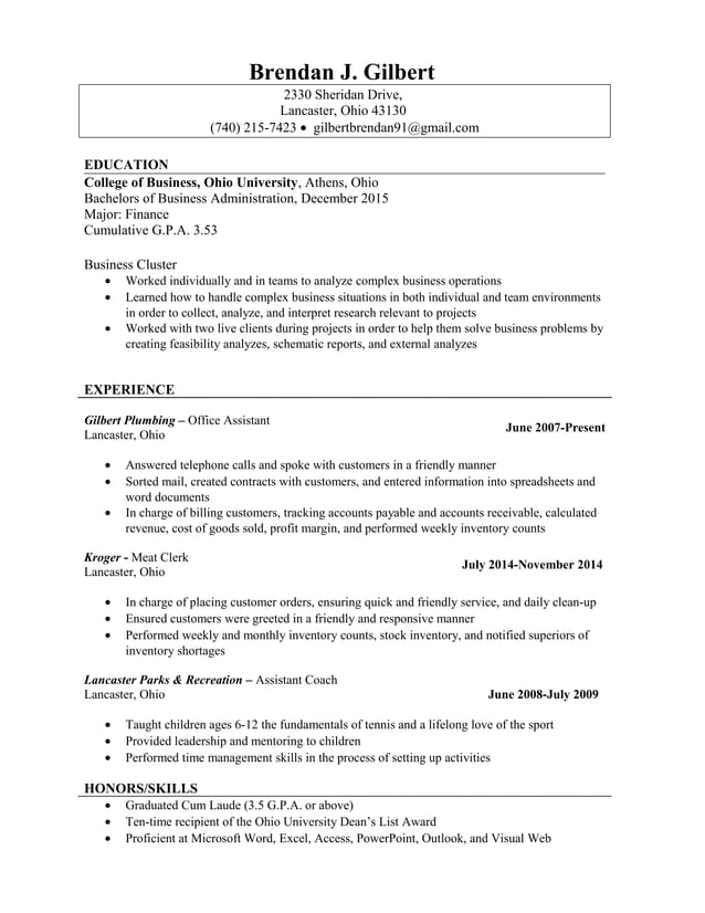 Brendan Gilbert Resume | PDF