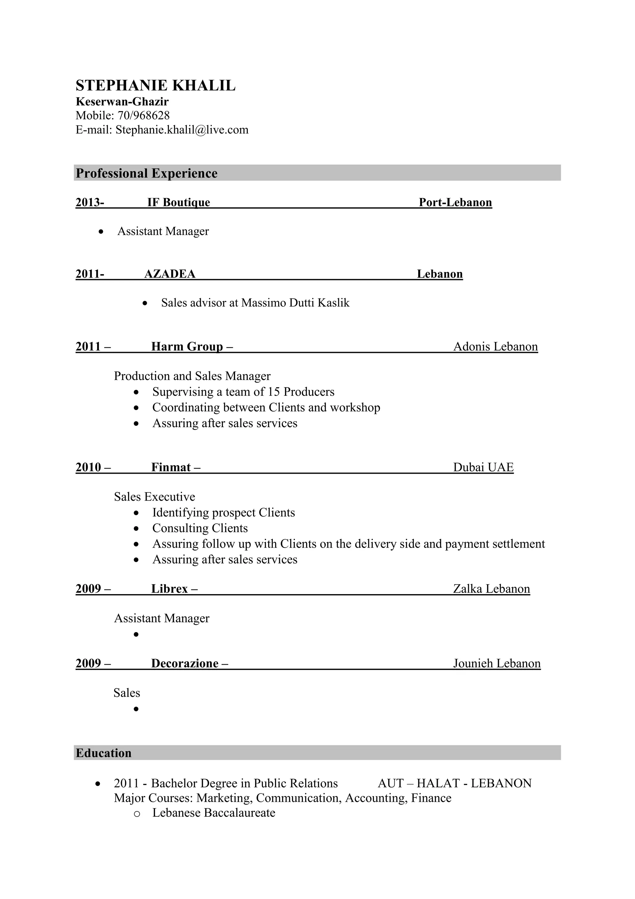 Stephanie Khalil _ CV | PDF