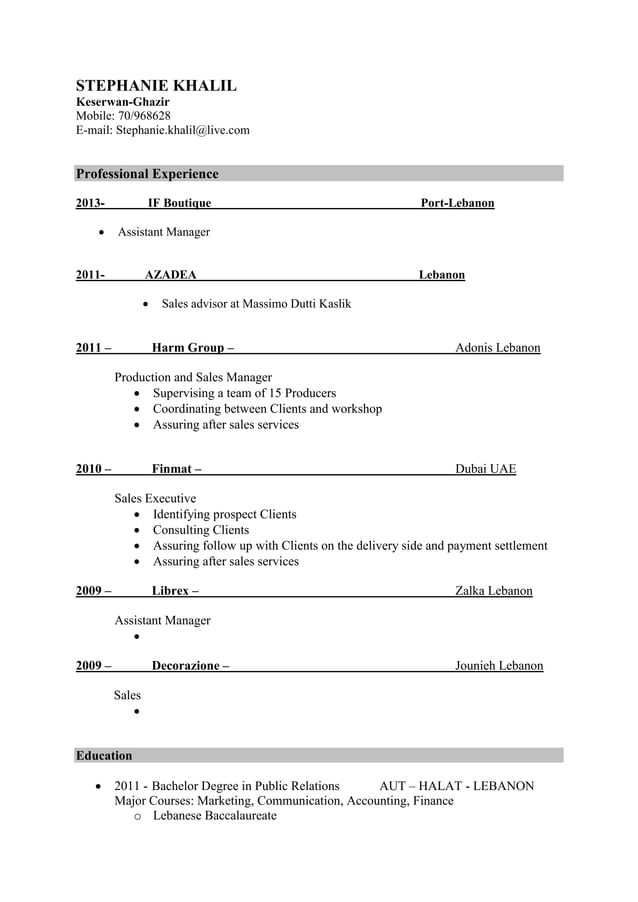 Stephanie Khalil _ CV | PDF