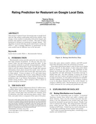 Rating Prediction for Restaurant | PDF