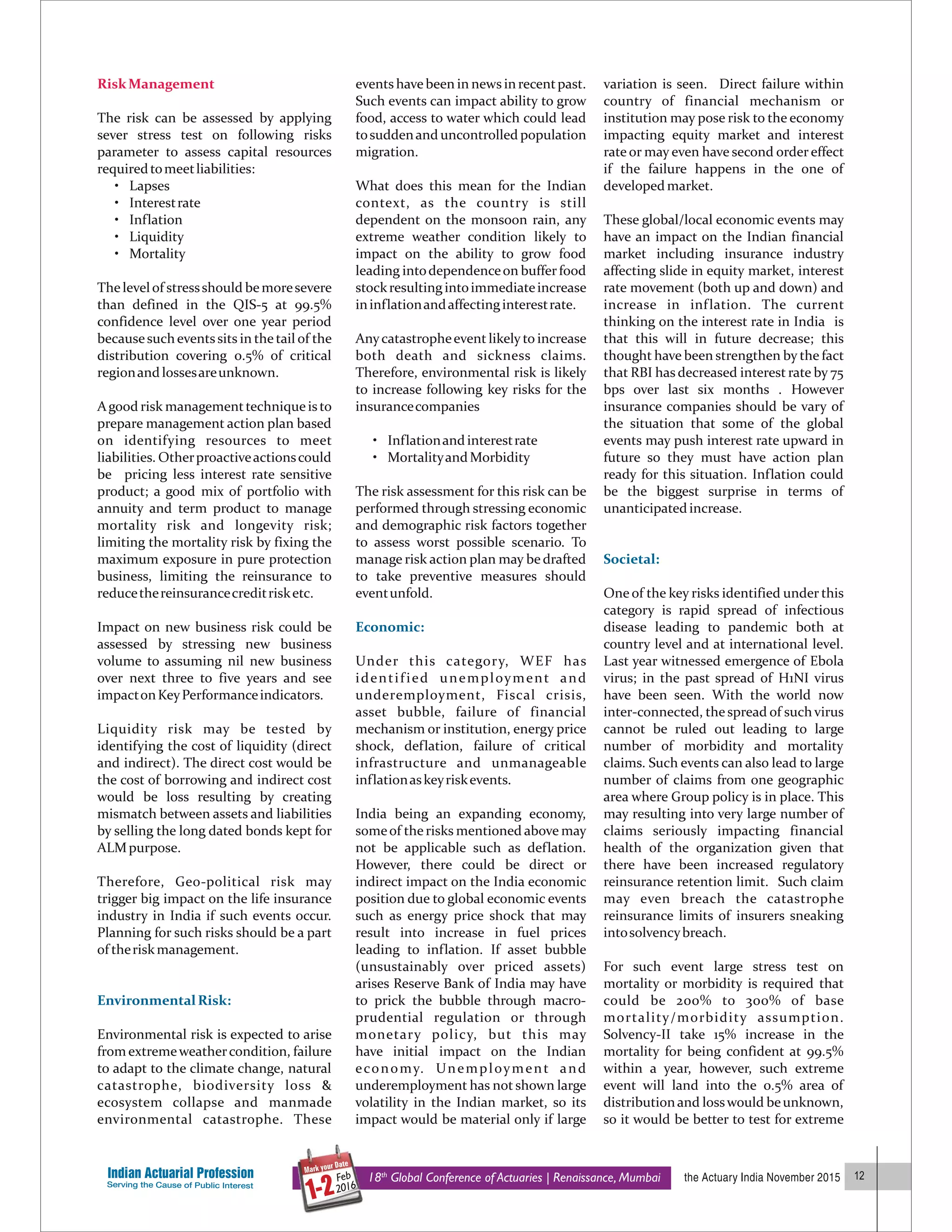 Impact on Insurance due to Global Risk | PDF