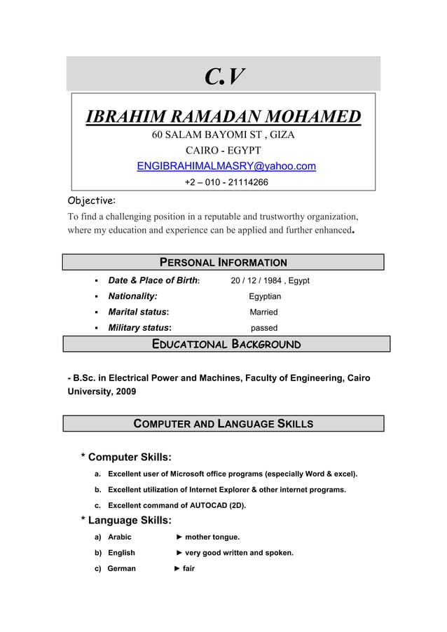 IBRAHIM RAMADAN CV - Copy | PDF