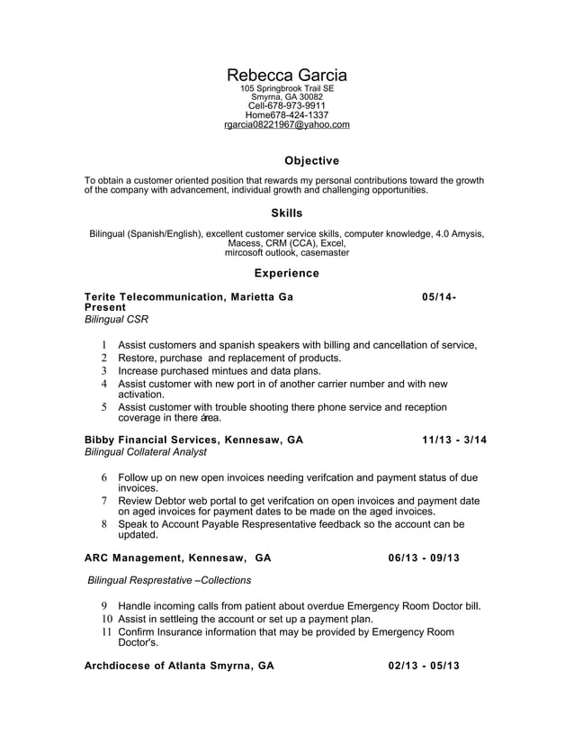 Rebecca Garcia Resume 2014 | PDF