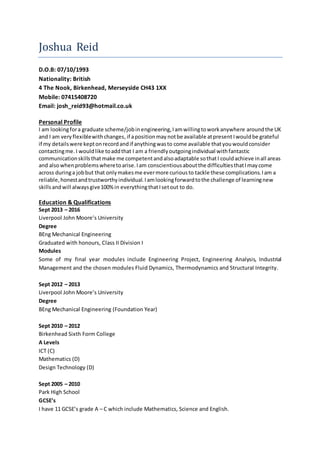 CV Josh Reid | PDF