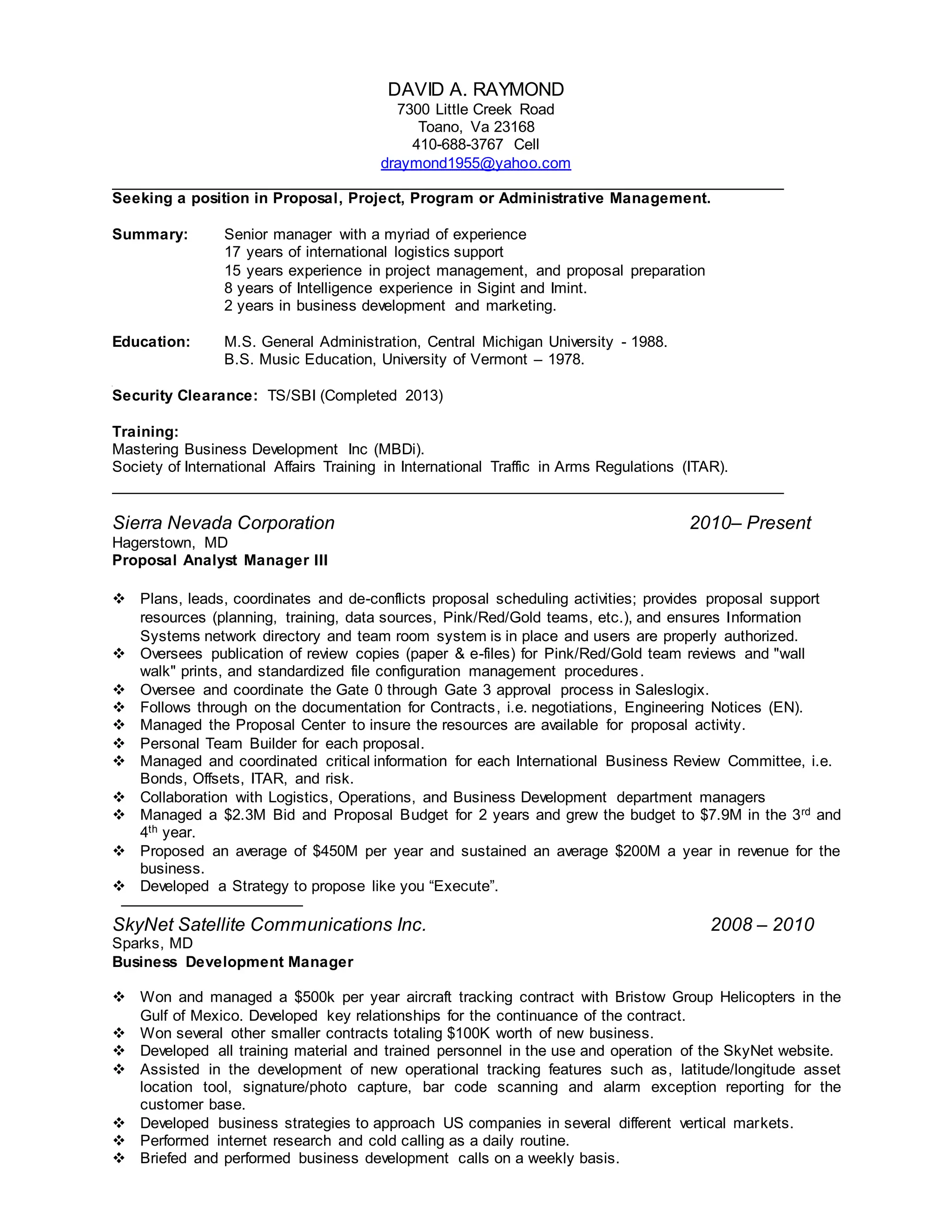 David Raymond Resume 2015 | DOCX