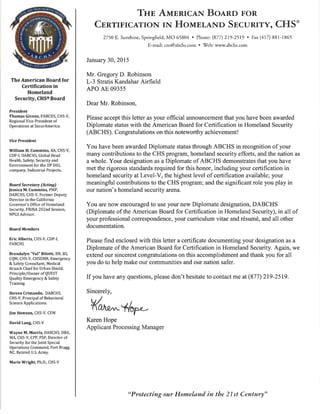 Diplomate (DABCHS) and Board Certification Letter | PPT