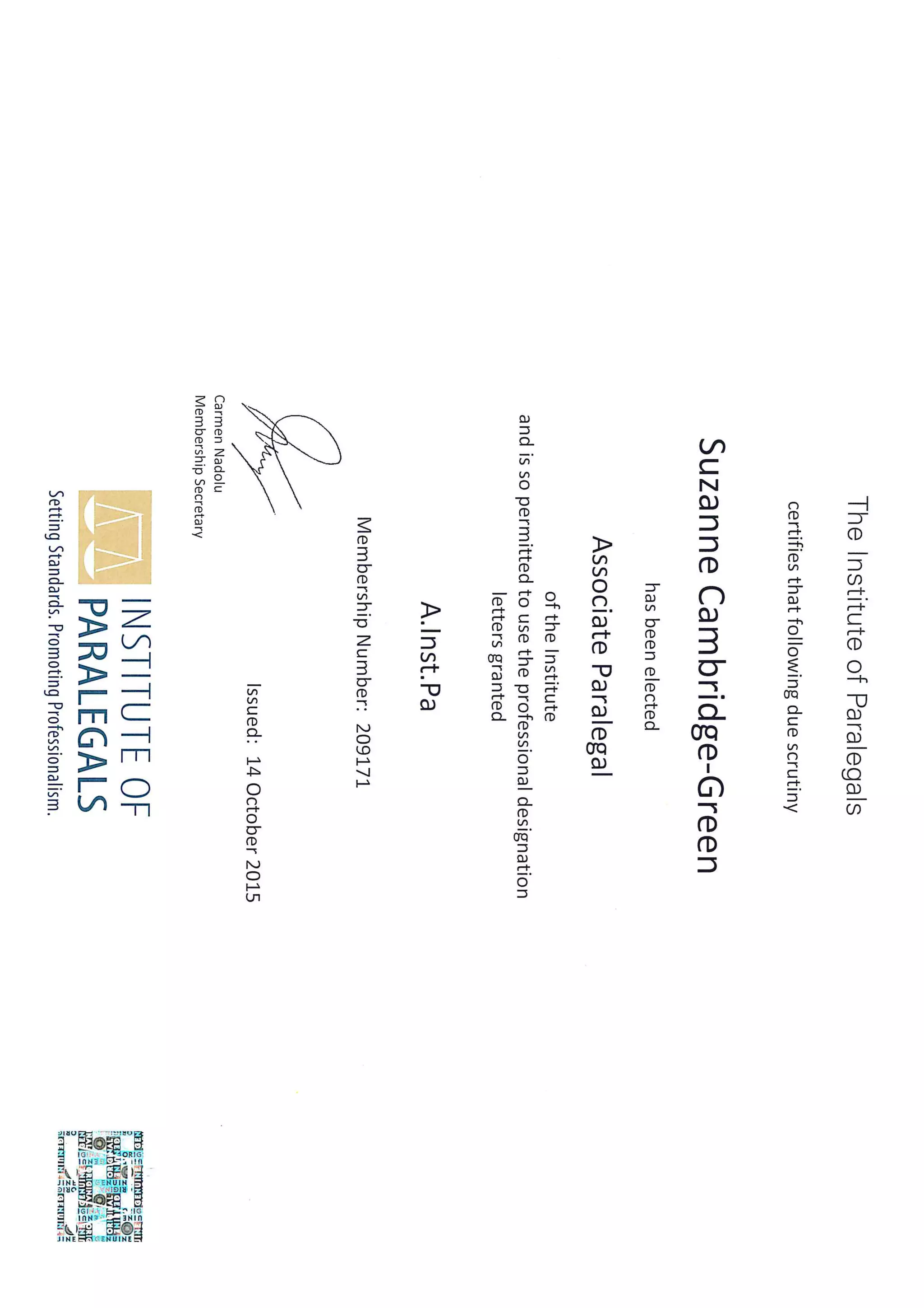 IoP Certificate_151015 | PDF