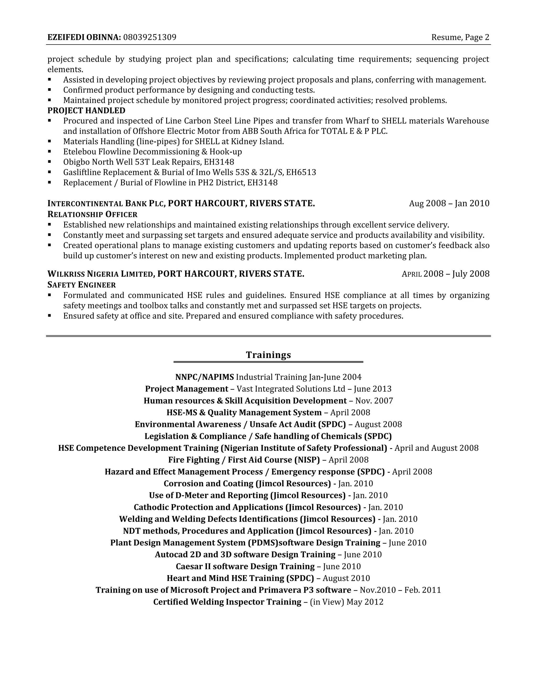EZEIFEDI OBINNA RESUME 2015 | PDF