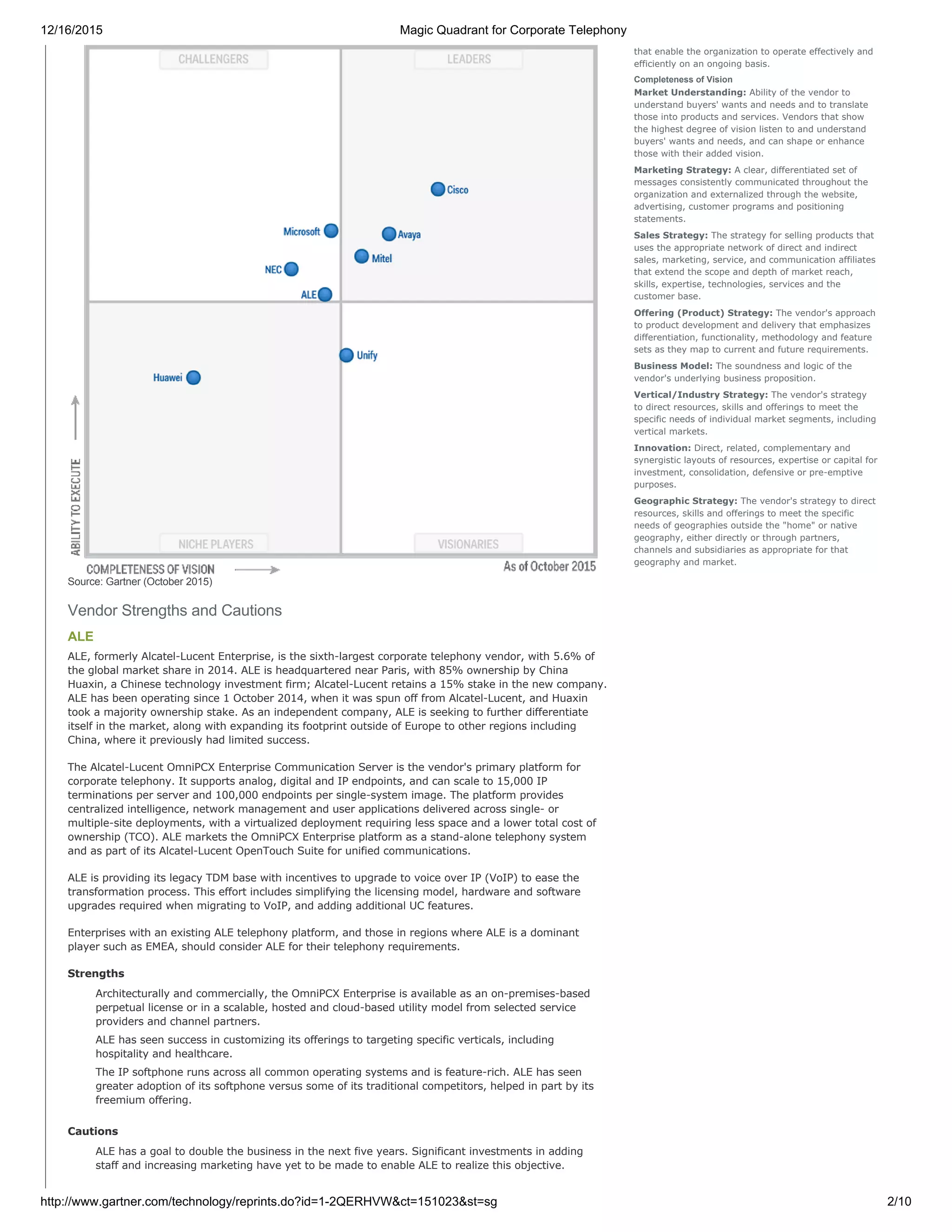 Magic Quadrant for Corporate Telephony | PDF