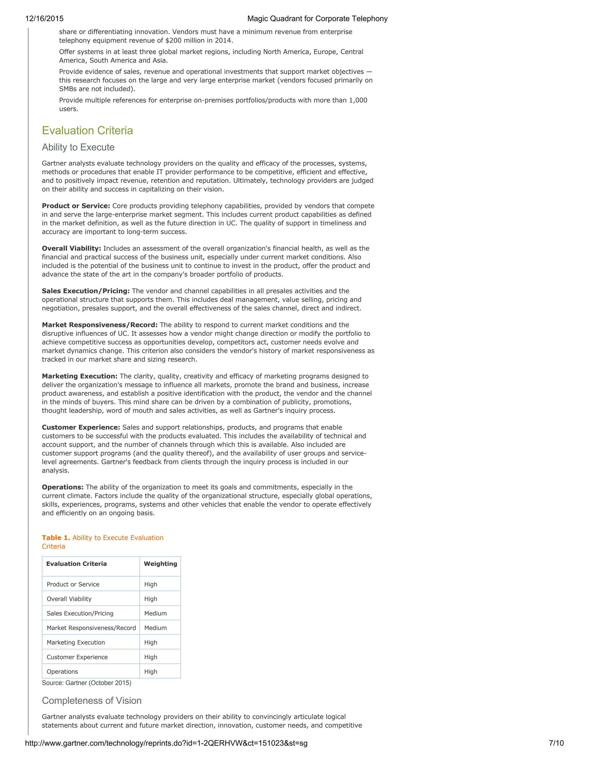 Magic Quadrant for Corporate Telephony | PDF