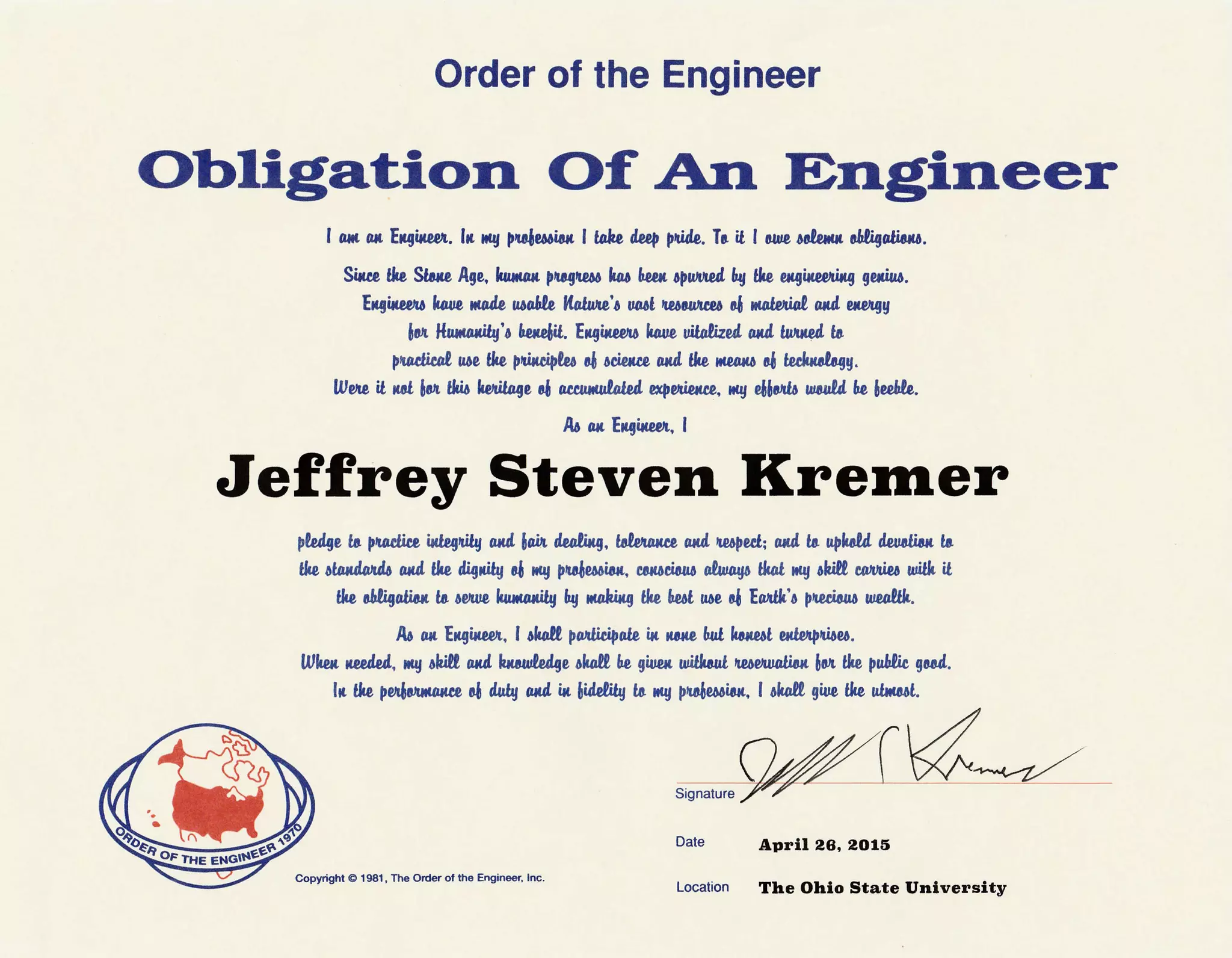 Order of the Engineer Certificate | PPT