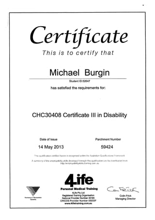 Cert III In Disability | PDF