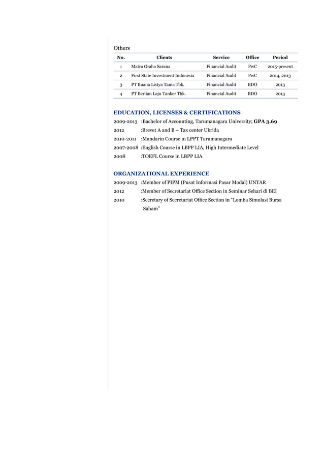 CV - Serina Marcelly (2016) | PDF | Business Accounting & Finance | Business