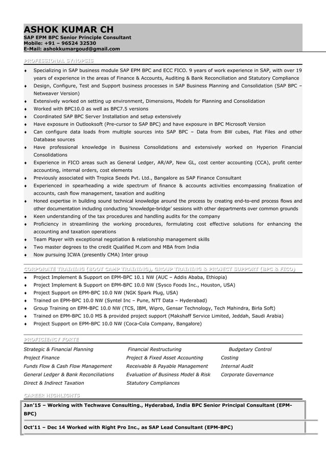 AKG_SAP_BPC_Consultant | PDF