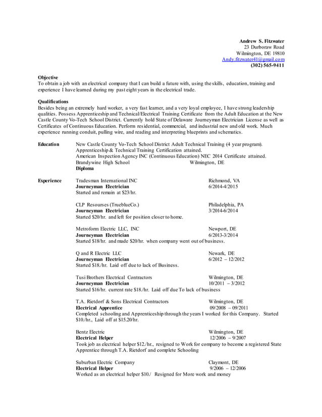Andrew 2 resume | DOCX | Vocational Training | Careers