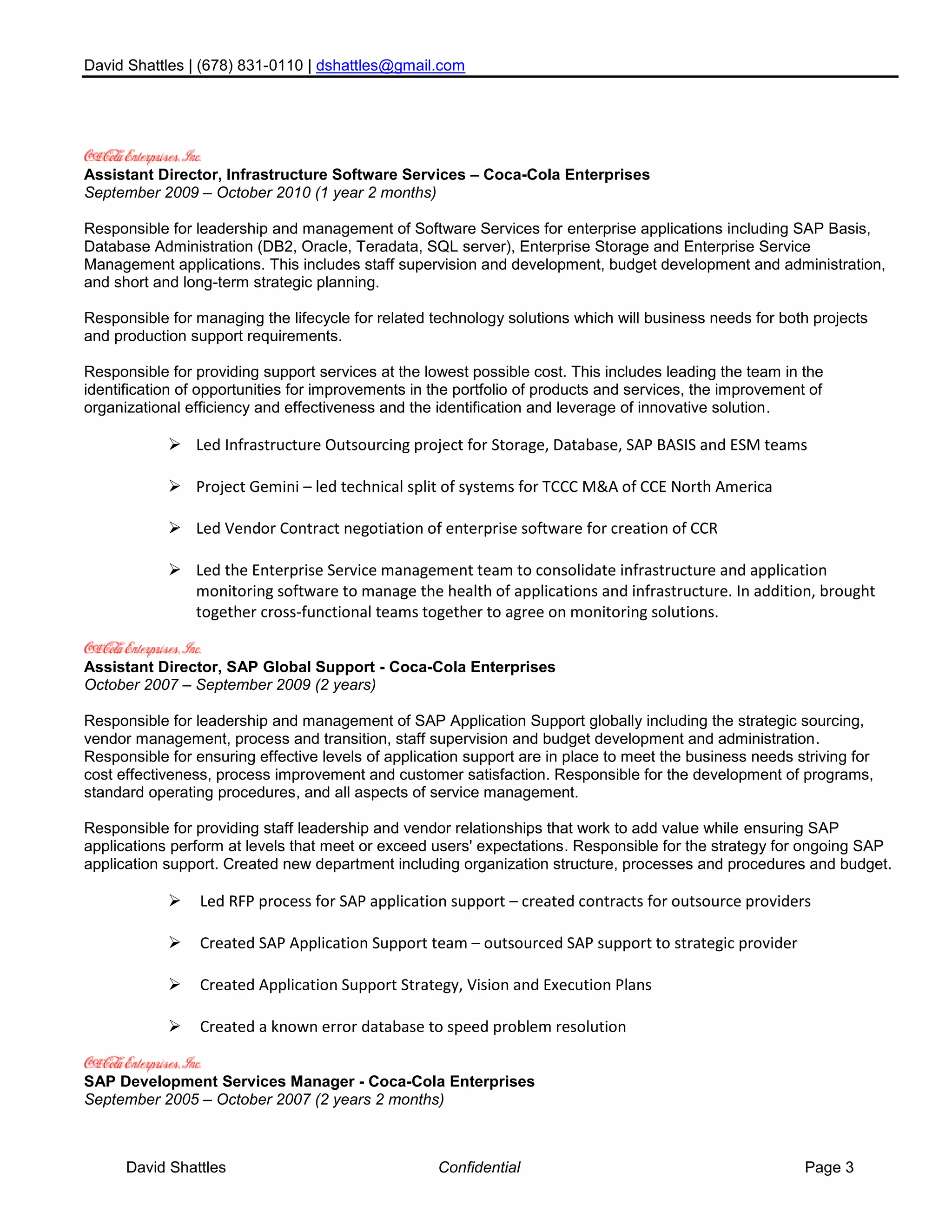 David A Shattles Resume 2015-11 | PDF