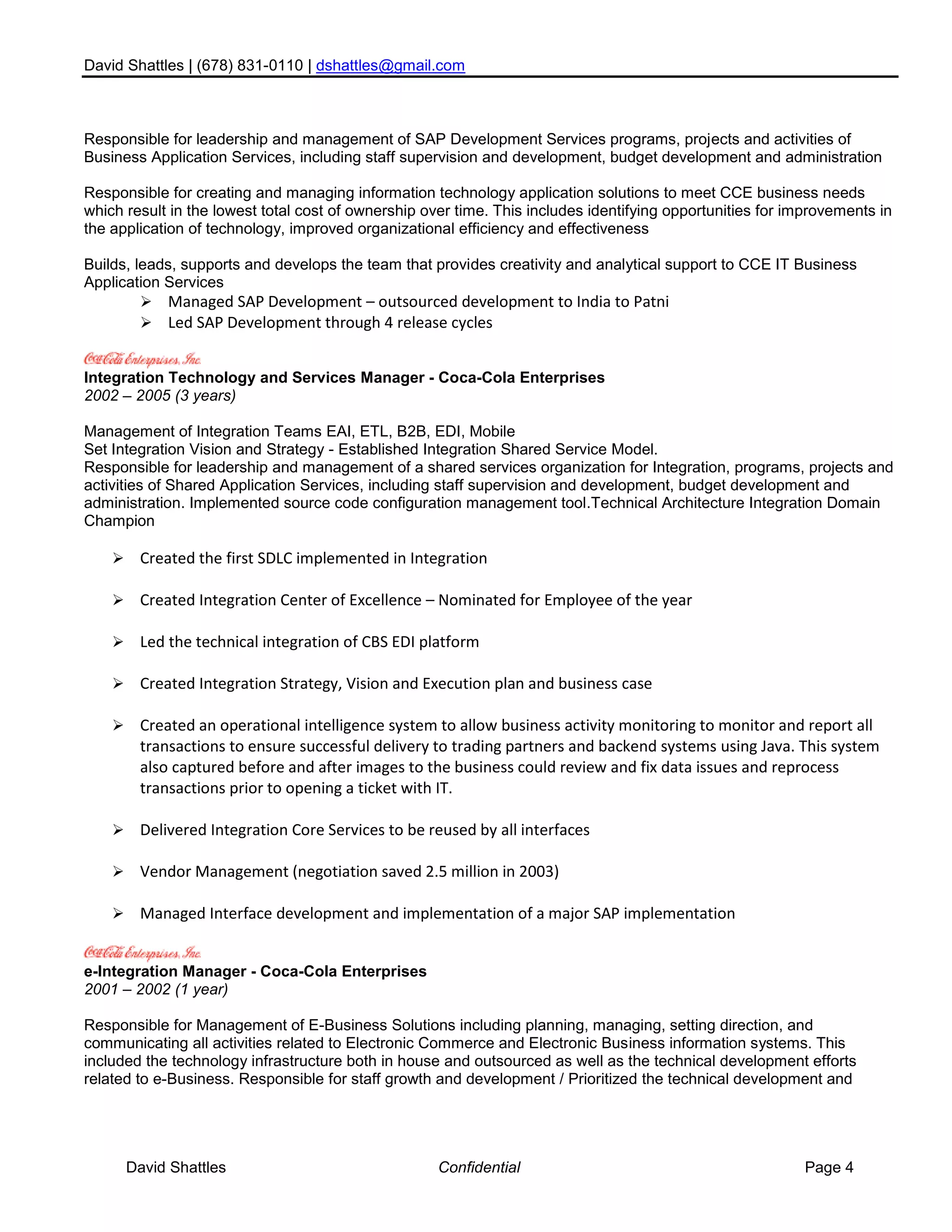 David A Shattles Resume 2015-11 | PDF