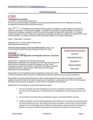 David A Shattles Resume 2015-11 | PDF | Business | Business and Finance