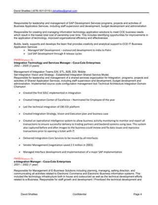 David A Shattles Resume 2015-11 | PDF | Business | Business and Finance