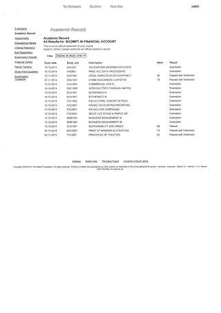 Unisa - Academic Record | PDF