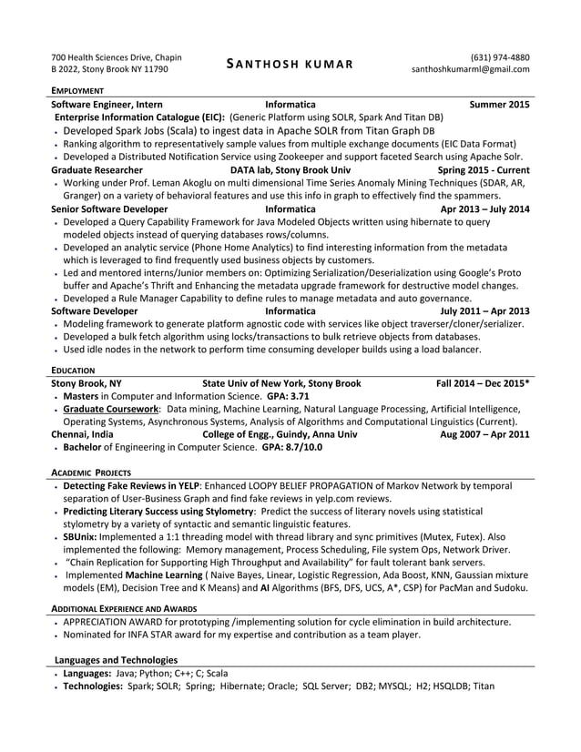 Santhosh_Resume Current | PDF